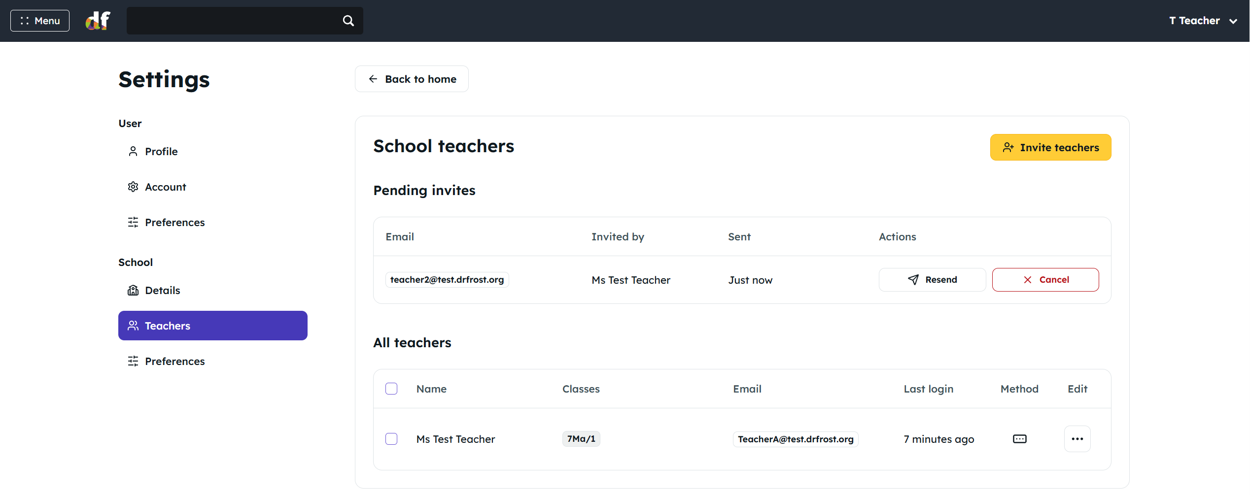 How do I add or invite teachers to our school account? – Dr Frost Learning