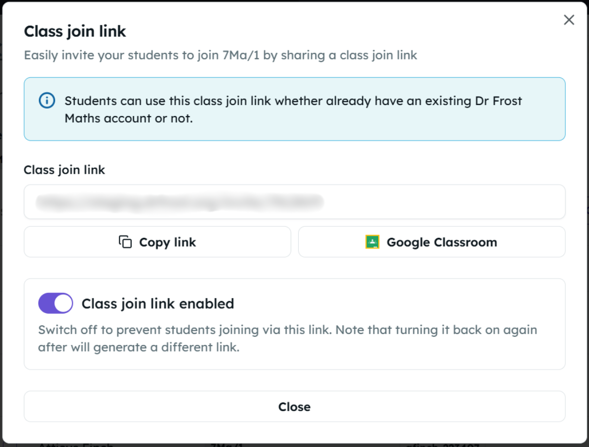 How do I invite students using a class join link? – Dr Frost Learning